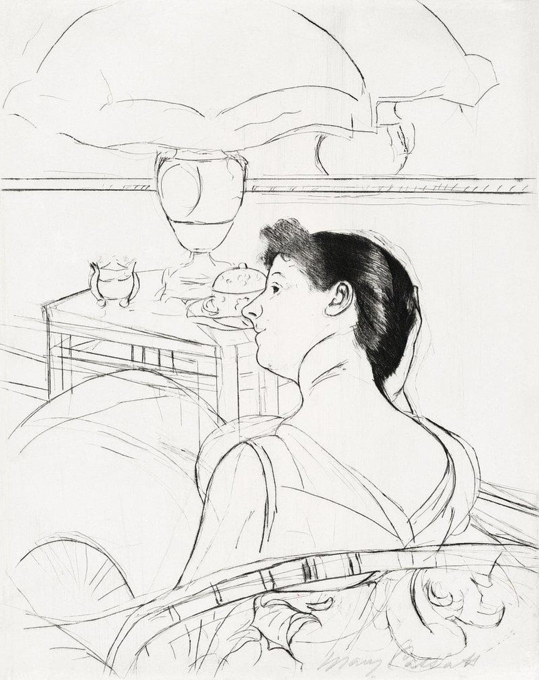 Mary Cassatt Art | Sketch of Anne | Holding A Fan | Seated Figure ...