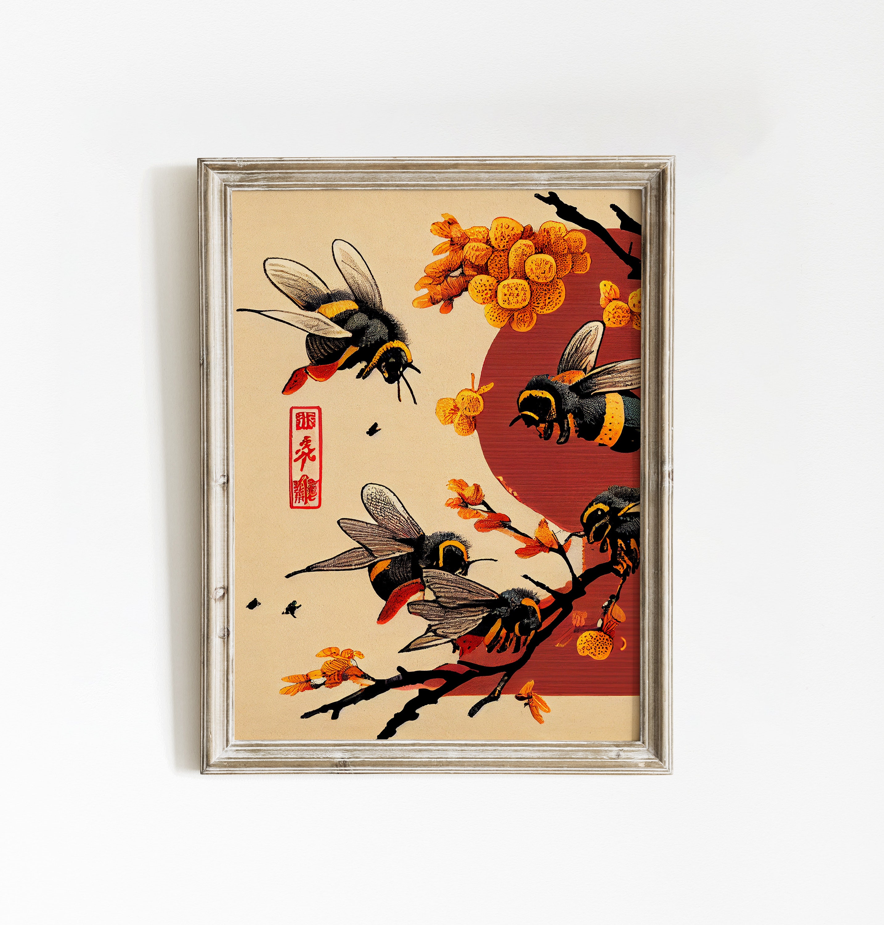 Japanese Bee Poster | Animal Poster | Bee Art Print | Bee Wall Art ...