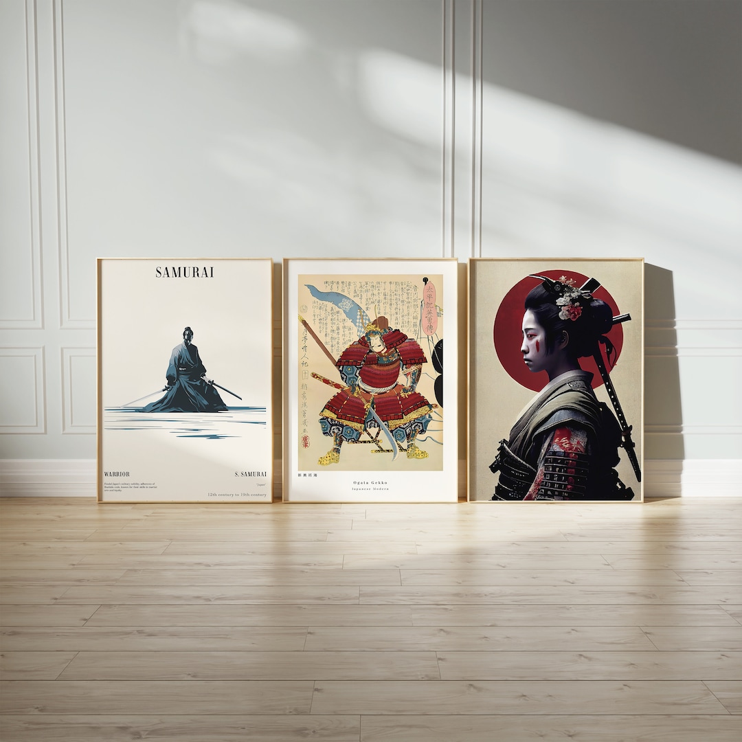 Japanese Set of 3 Samurai Posters | Samurai Art Poster | Japanese ...