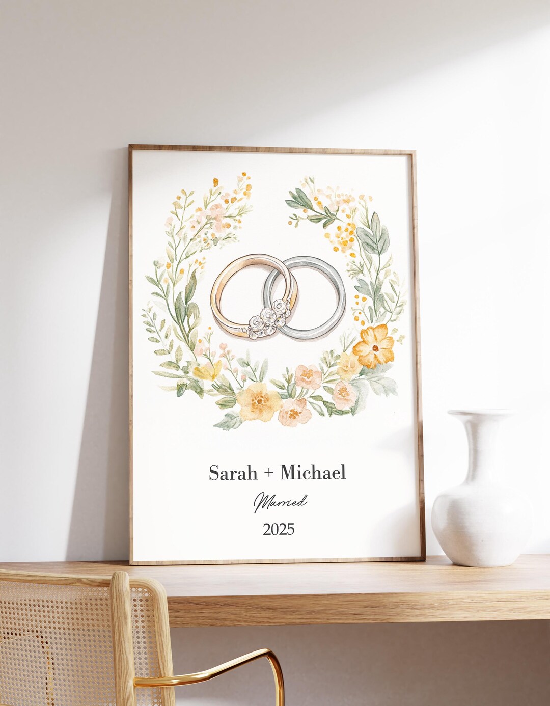 Just Married Poster | Custom Wedding Keepsake Print | Personalized ...