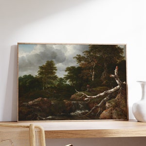 Jacob Van Ruisdael - Forest Scene (1655) | Landscape Decor | Cloudy Sky ...