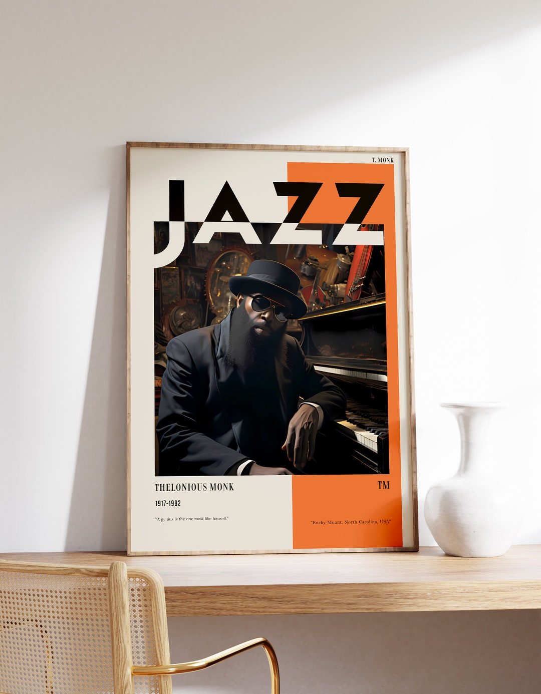 Thelonious Monk Poster | Musical Print | Jazz Poster | Jazz Portrait ...