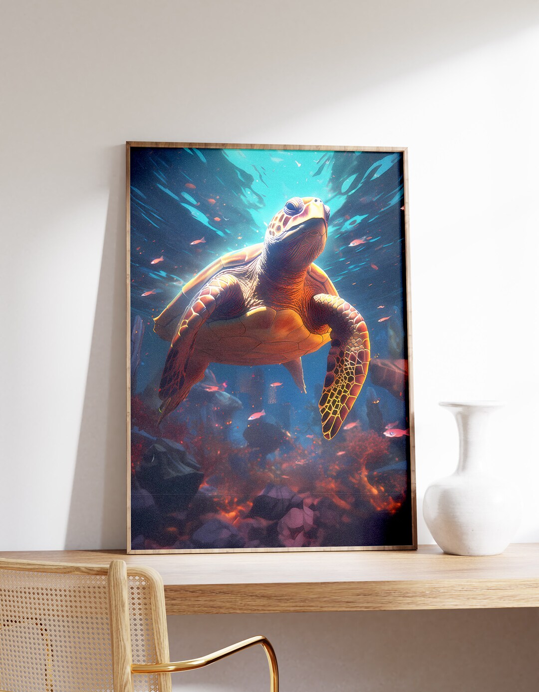Sea Turtle Print | Sea Life Print | Vintage Beach Decor | Nautical Wall ...
