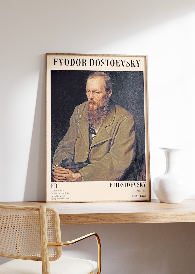 Fyodor Dostoevsky Poster Vintage Wall Art Bookworm Gift - Etsy