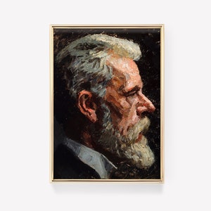 Male Profile Portrait Oil Painting | Antique Male Side Art | Elegant ...