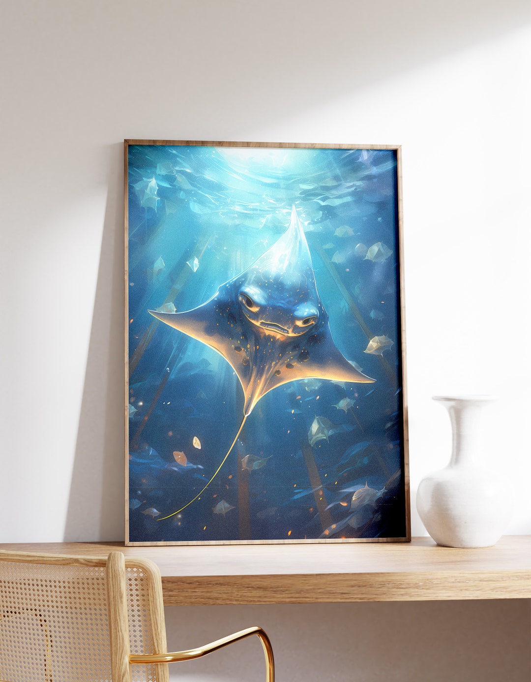 Stingray Print | Sea Life Print | Vintage Beach Decor | Nautical Wall ...