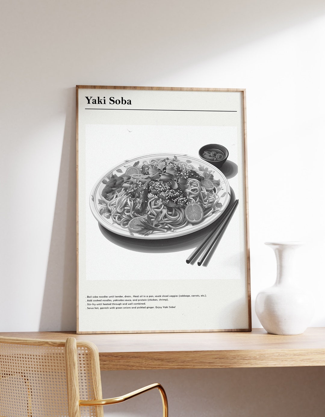 Japanese Food Print | Yaki Soba Art Poster | Kitchen Decor | Food Gift ...
