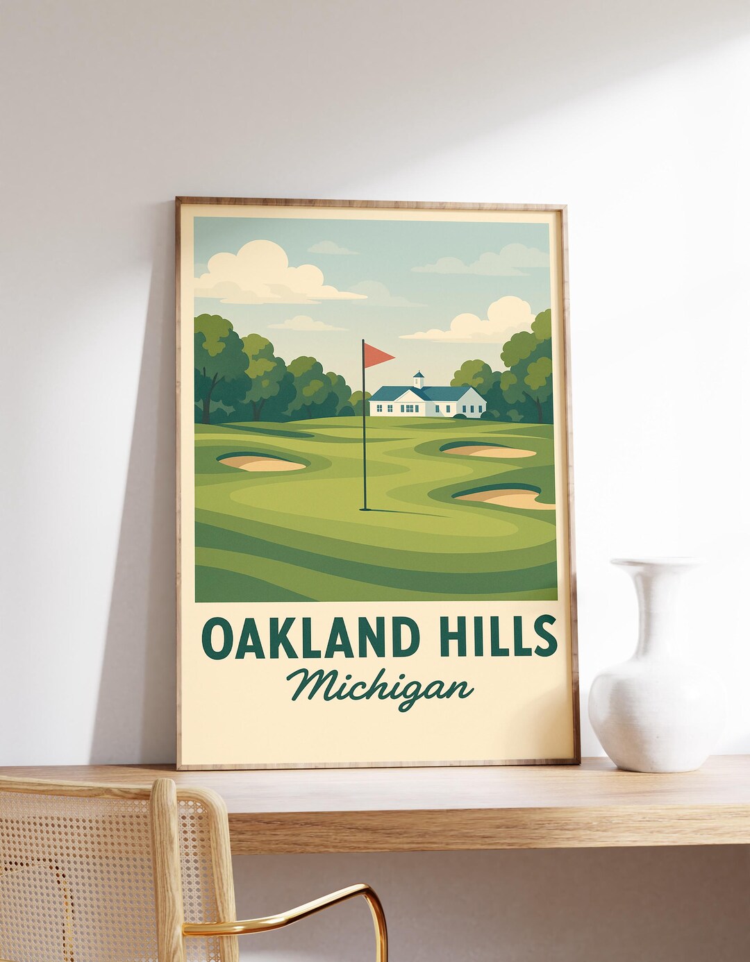 Oakland Hills Golf Poster, Michigan Wall Art, Oakland Golf Course Print ...