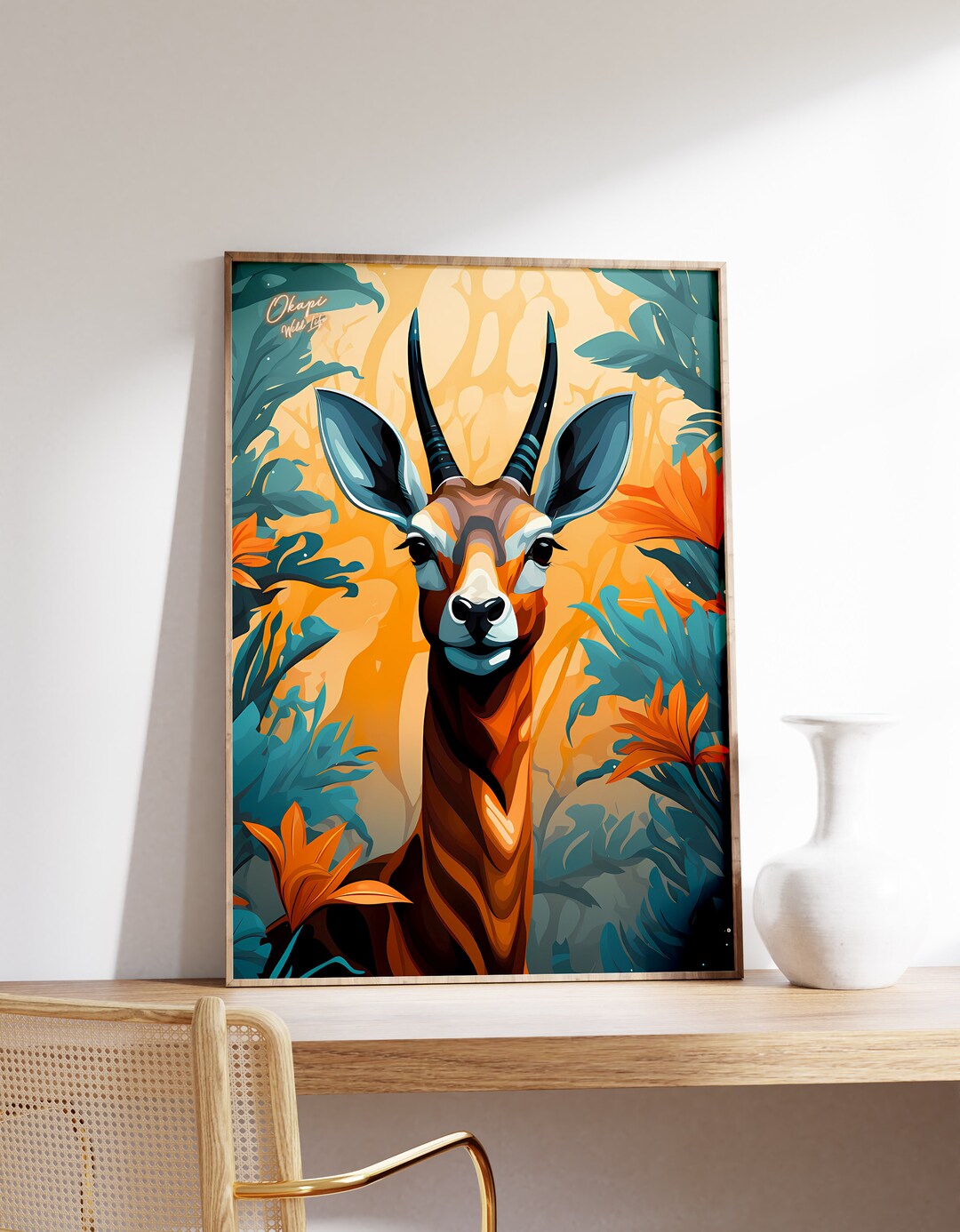 Okapi Print | Okapi Poster | Vintage Animal Art | Wild Life Wall Decor ...