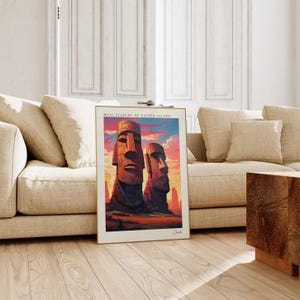Moai Statues of Easter Island Travel Poster | Chile Travel Decor ...