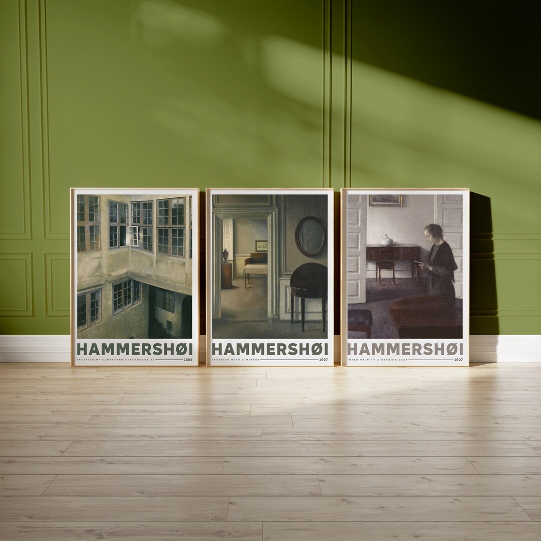 Vilhelm Hammershoi Prints Set of 3 | Exhibition Poster | Vilhelm ...