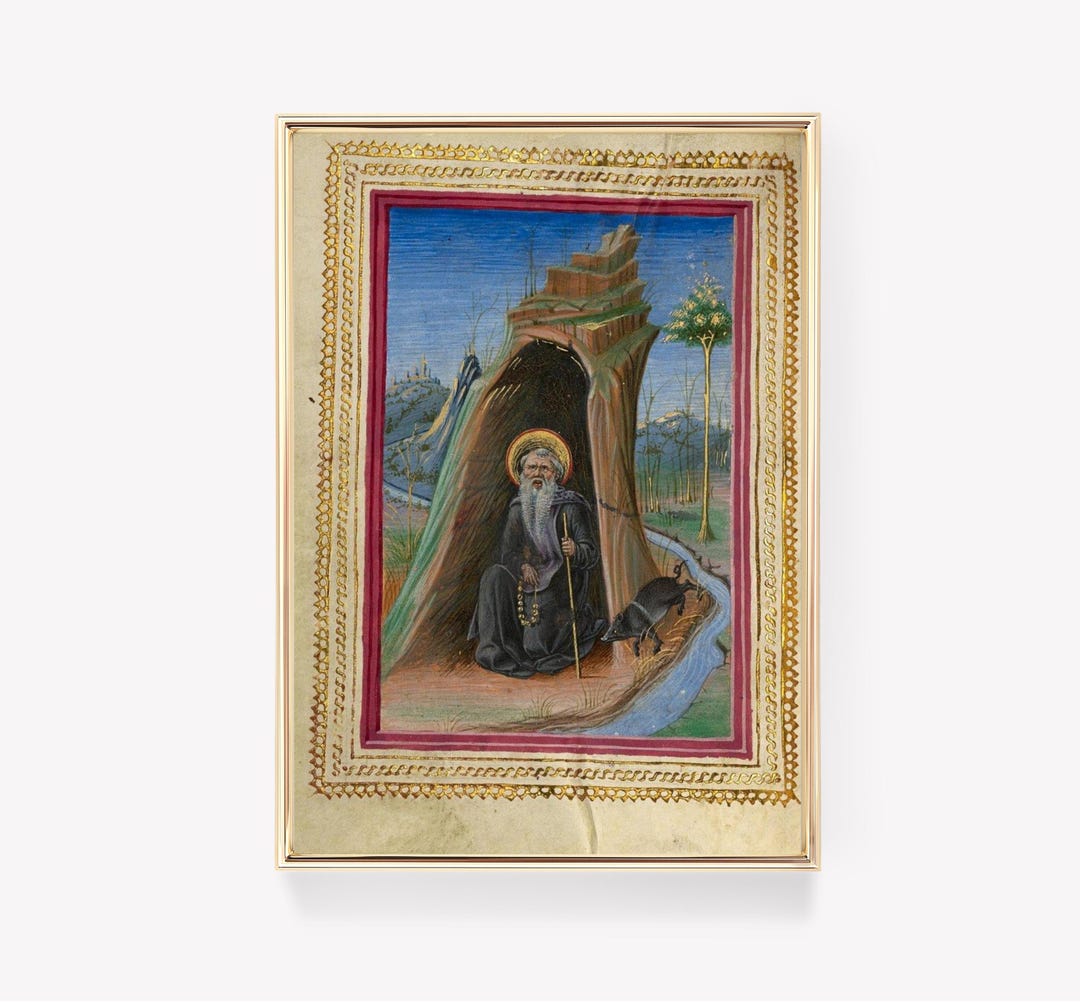 Saint Anthony in Desert | Spiritual Art | Vintage Painting | Monastic ...