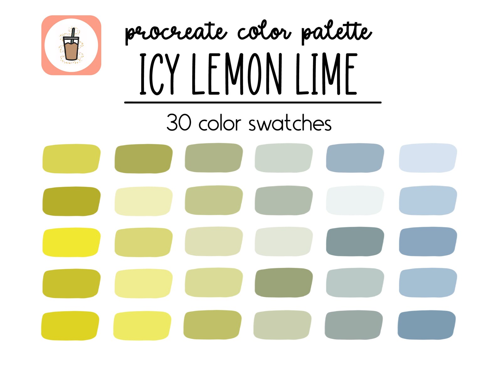 Icy Lemon Lime Palette / Bright Colors Procreate Color Palette - Etsy