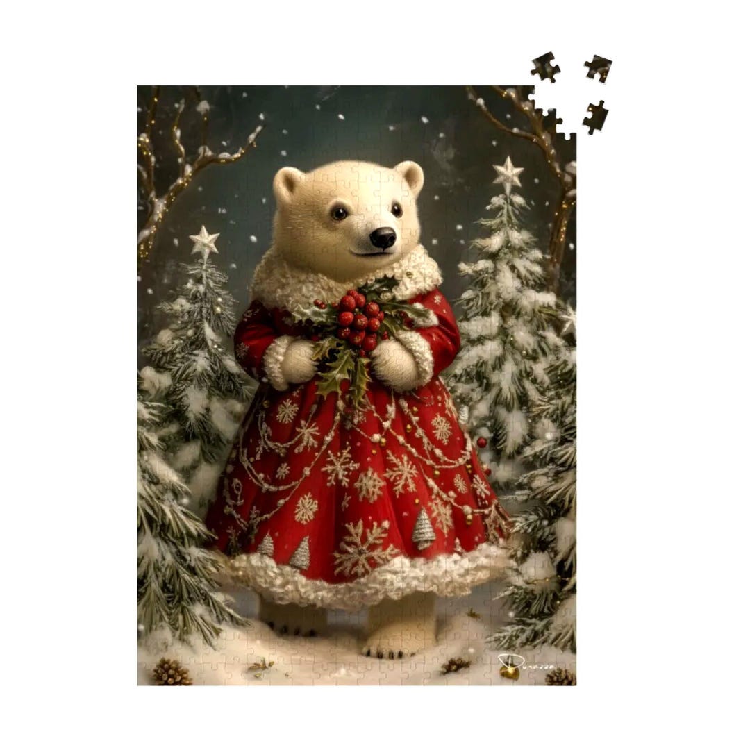 Victorian Polar Bear Jigsaw Puzzle: 500 or 1000 Piece Whimsical Animal ...