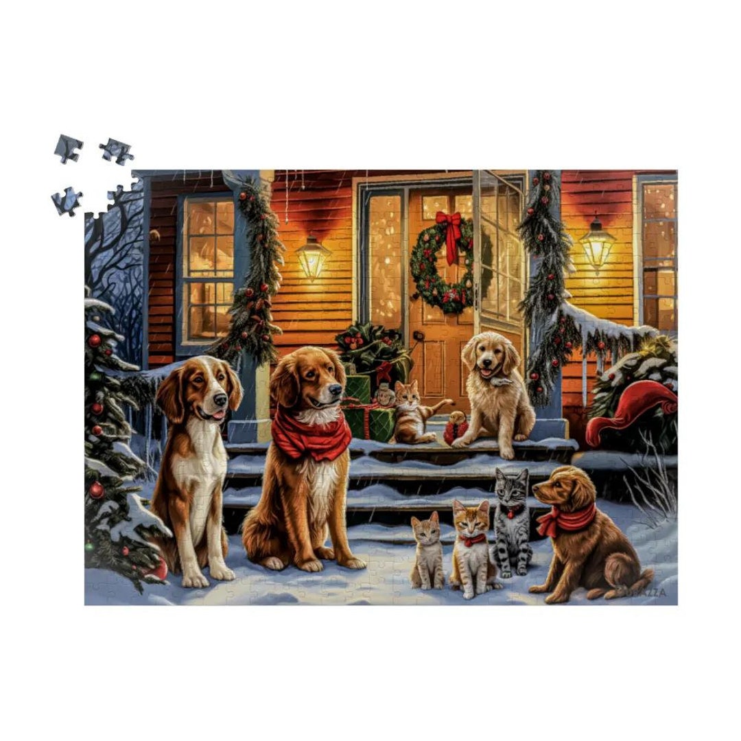 Icy Paws and Christmas Claws Wooden Jigsaw Puzzle 500 / 1000 Piece: Cat ...