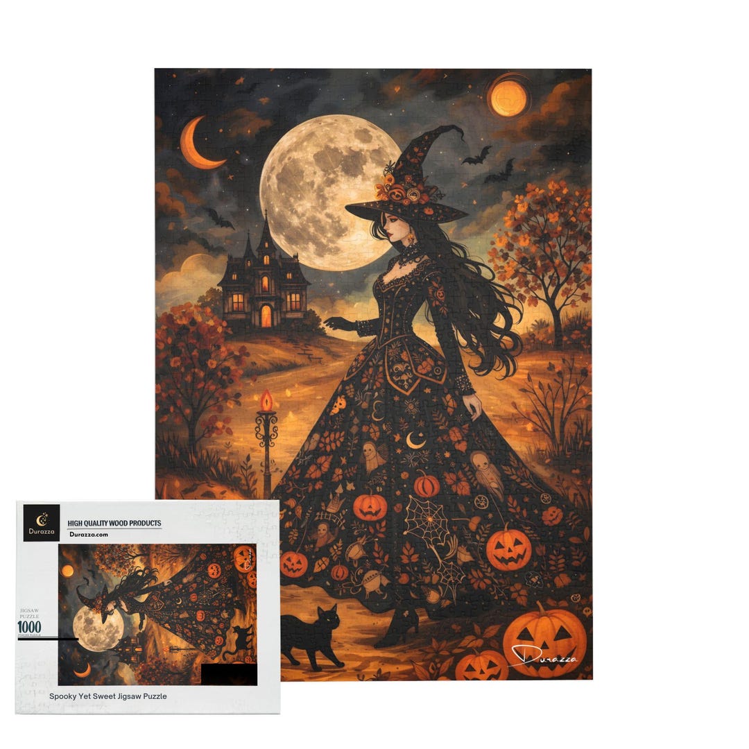 Witch Halloween Jigsaw Puzzle: Autumn Scene, 500/1000 Pieces | Spooky ...