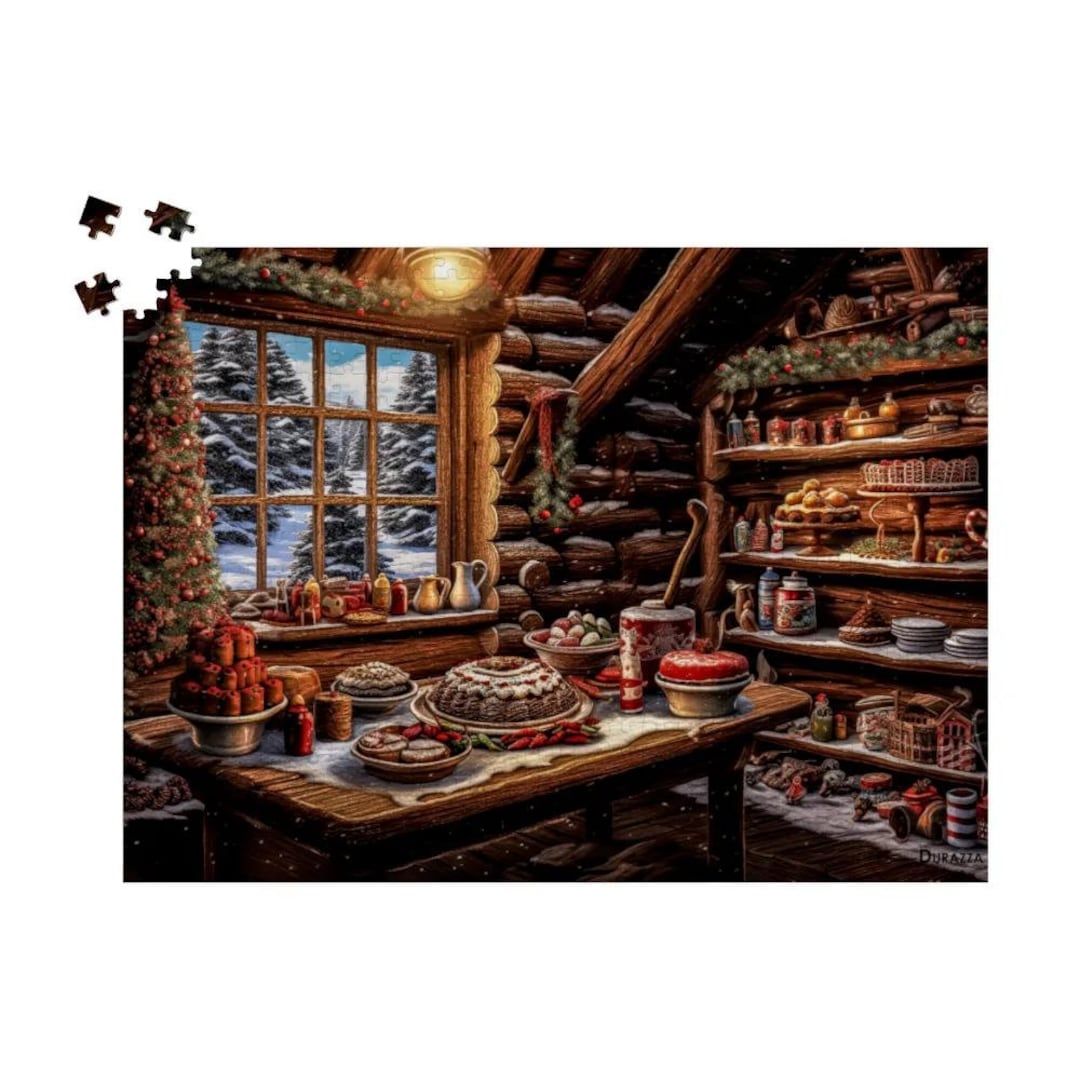 Log Cabin Baking Bliss Wooden Jigsaw Puzzle 500 or 1000 Piece: Festive ...