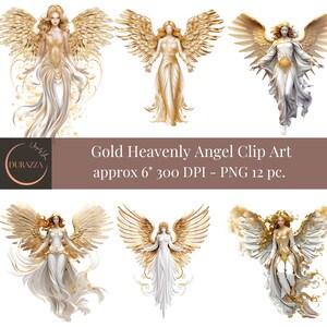 Gold Heavenly Angel Clip Art Set, 12 descargas digitales PNG ...