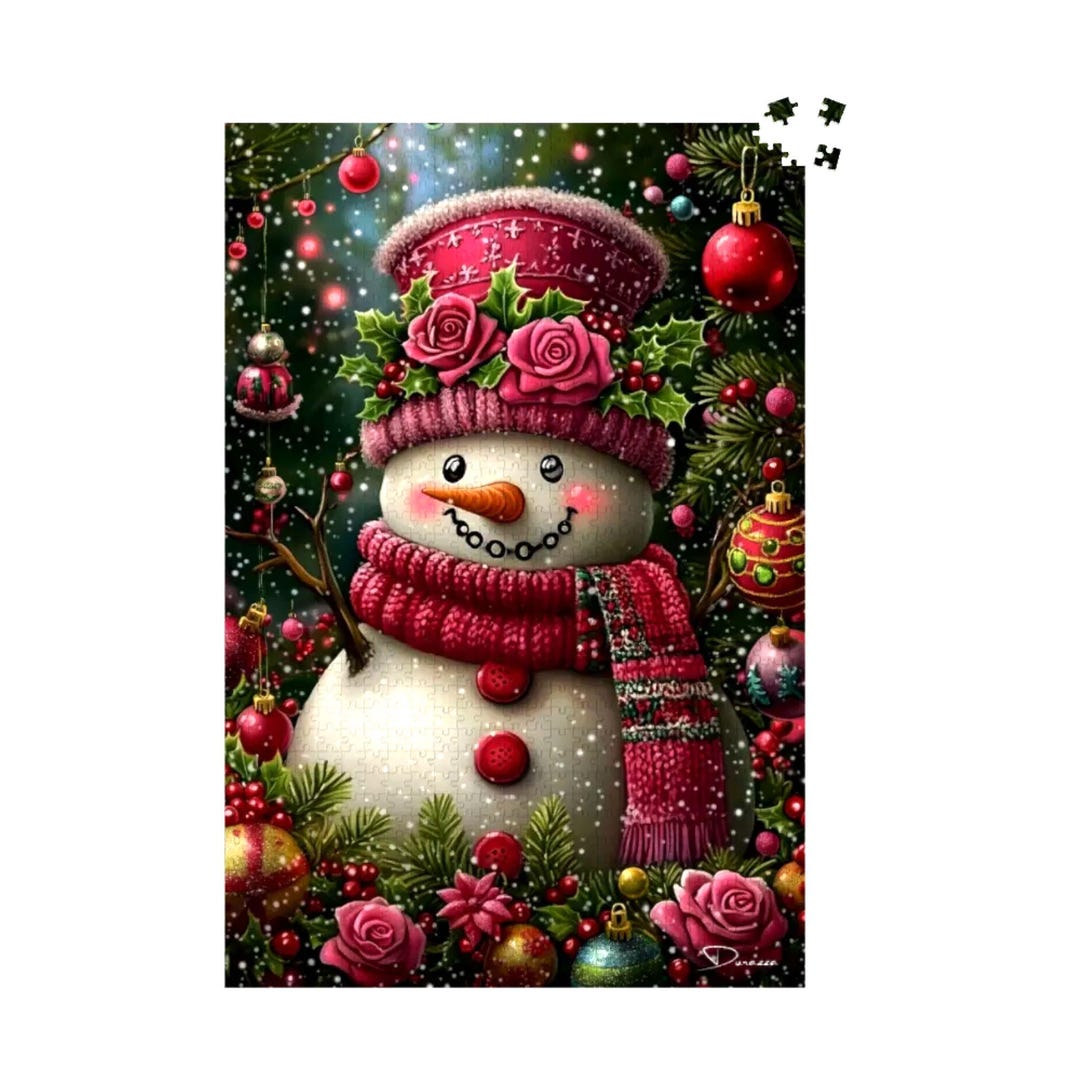 Whimsical Snowman Jigsaw Puzzle in 500 or 1000 Pieces: Christmas Puzzle ...
