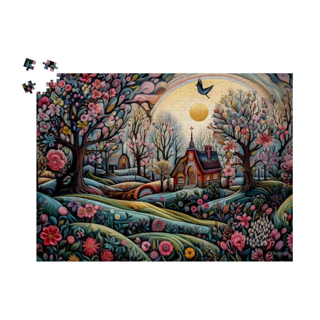 Wooden Jigsaw Puzzle for Adults 500 Pieces: Dreamy Spring Cabin ...