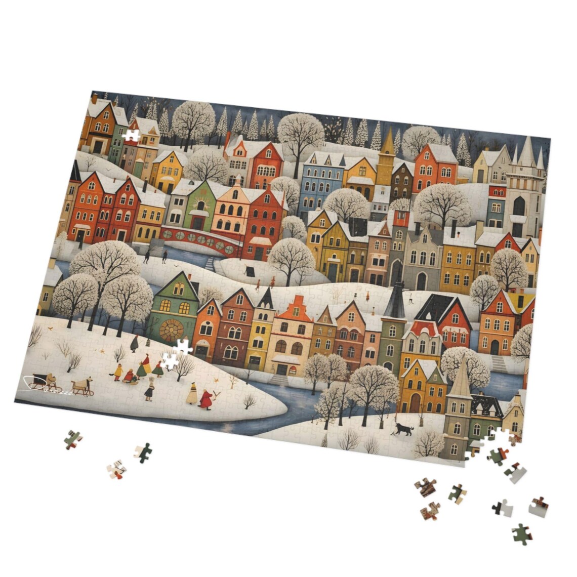 Scandinavian Winter Jigsaw Puzzle 500 / 1000 Pieces: Wooden Folk Art ...