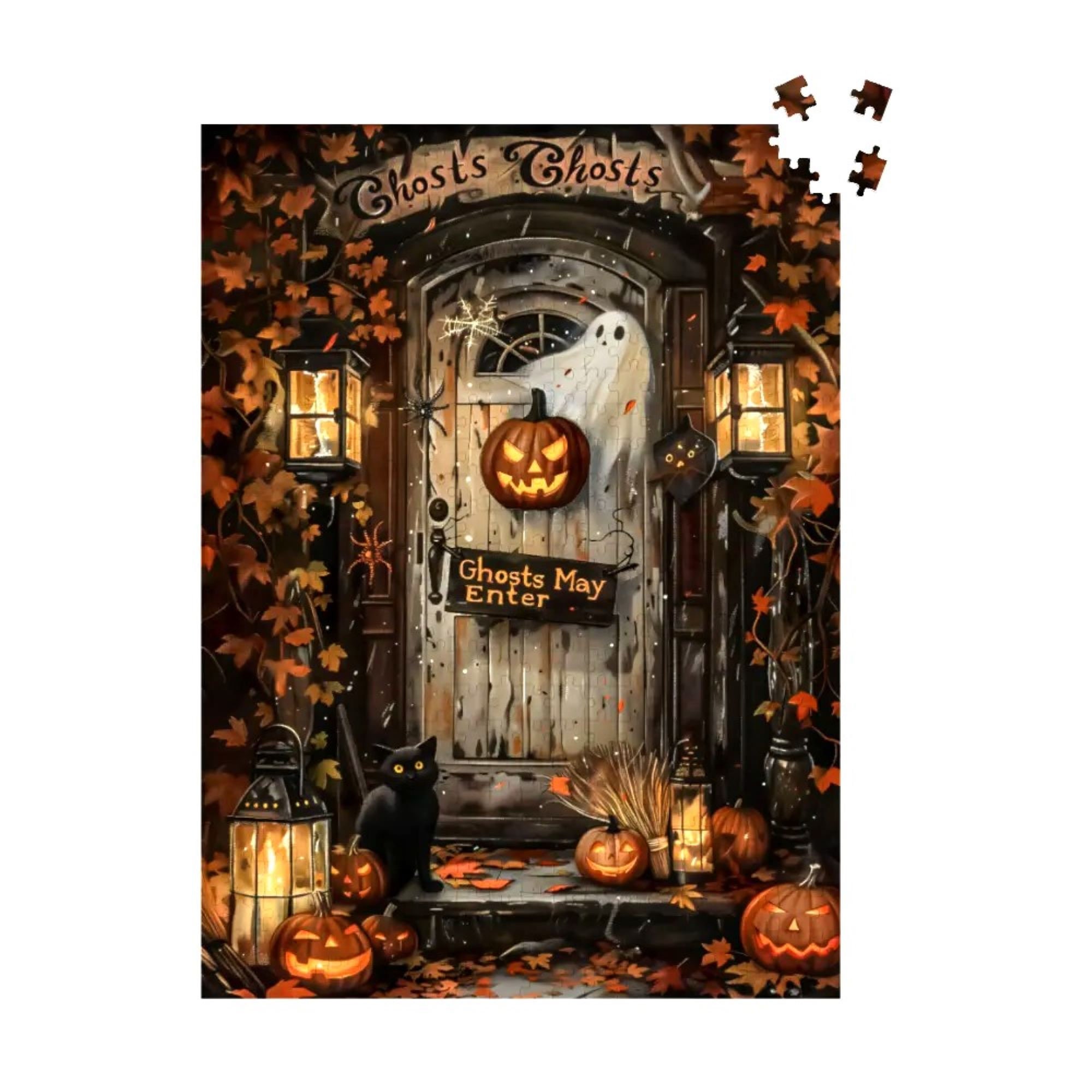 Halloween Jigsaw Puzzle: 500 or 1000 Piece Whimsical Ghost Puzzle for ...
