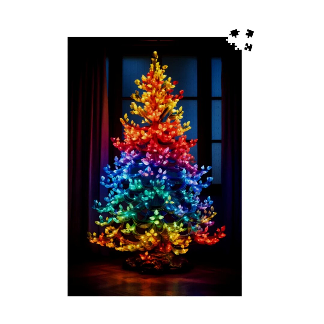 Rainbow Christmas Tree Jigsaw Puzzle 500 or 1000 Pieces: Whimsical ...