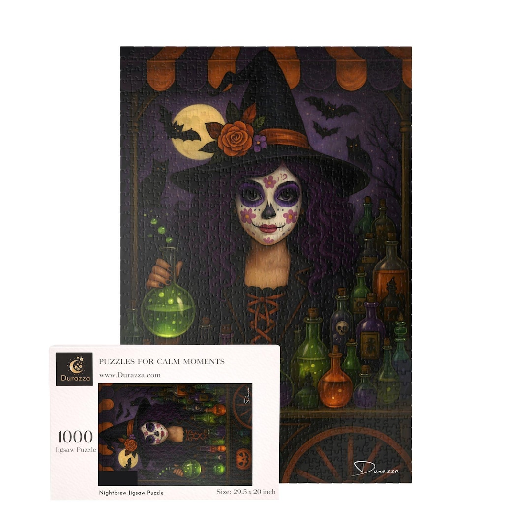 Halloween Witch Jigsaw Puzzle With Sugar Skull and Potions 500/1000 ...