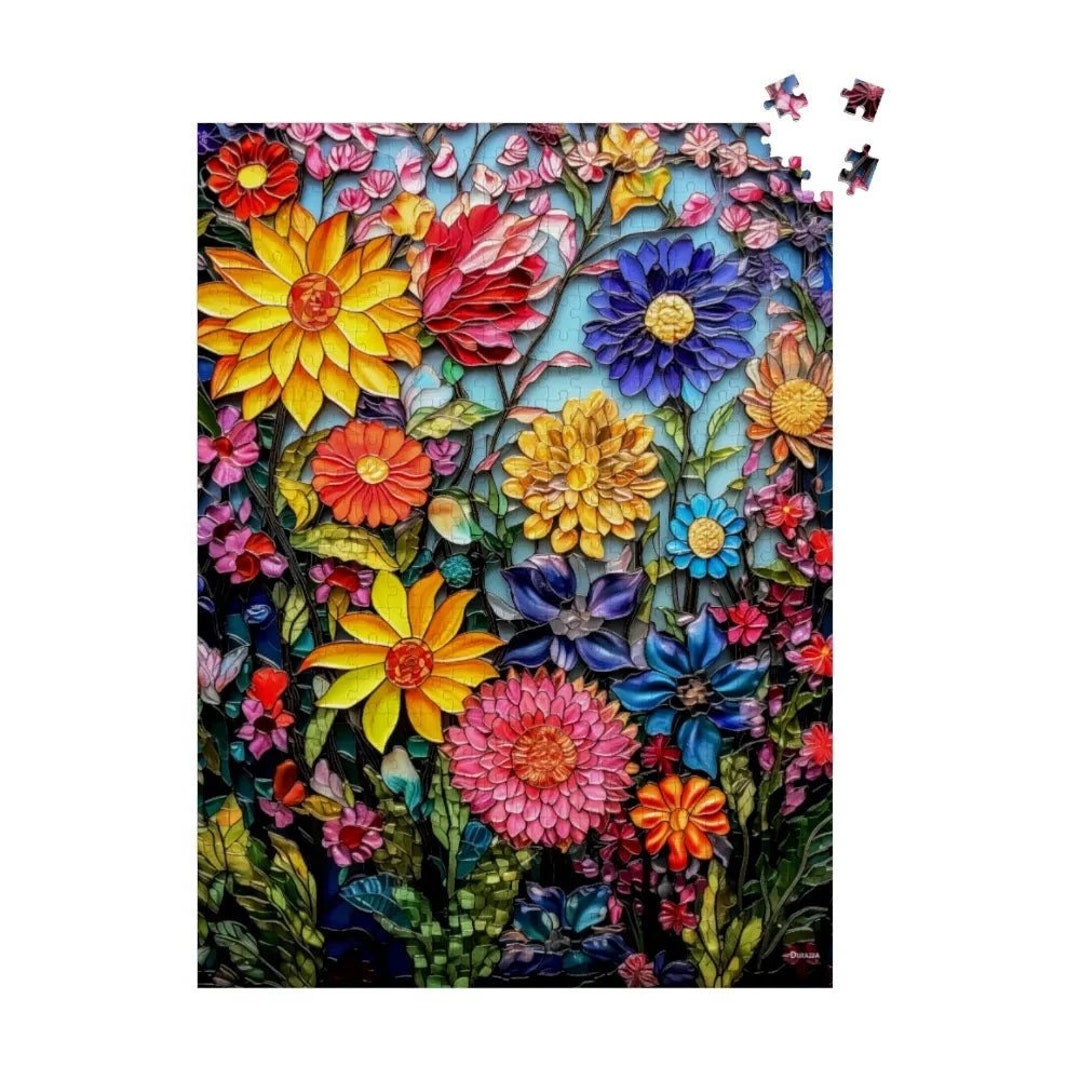 Vivid Chromatic Petals Wooden Jigsaw Puzzle 500 / 1000 Pieces: Stained ...