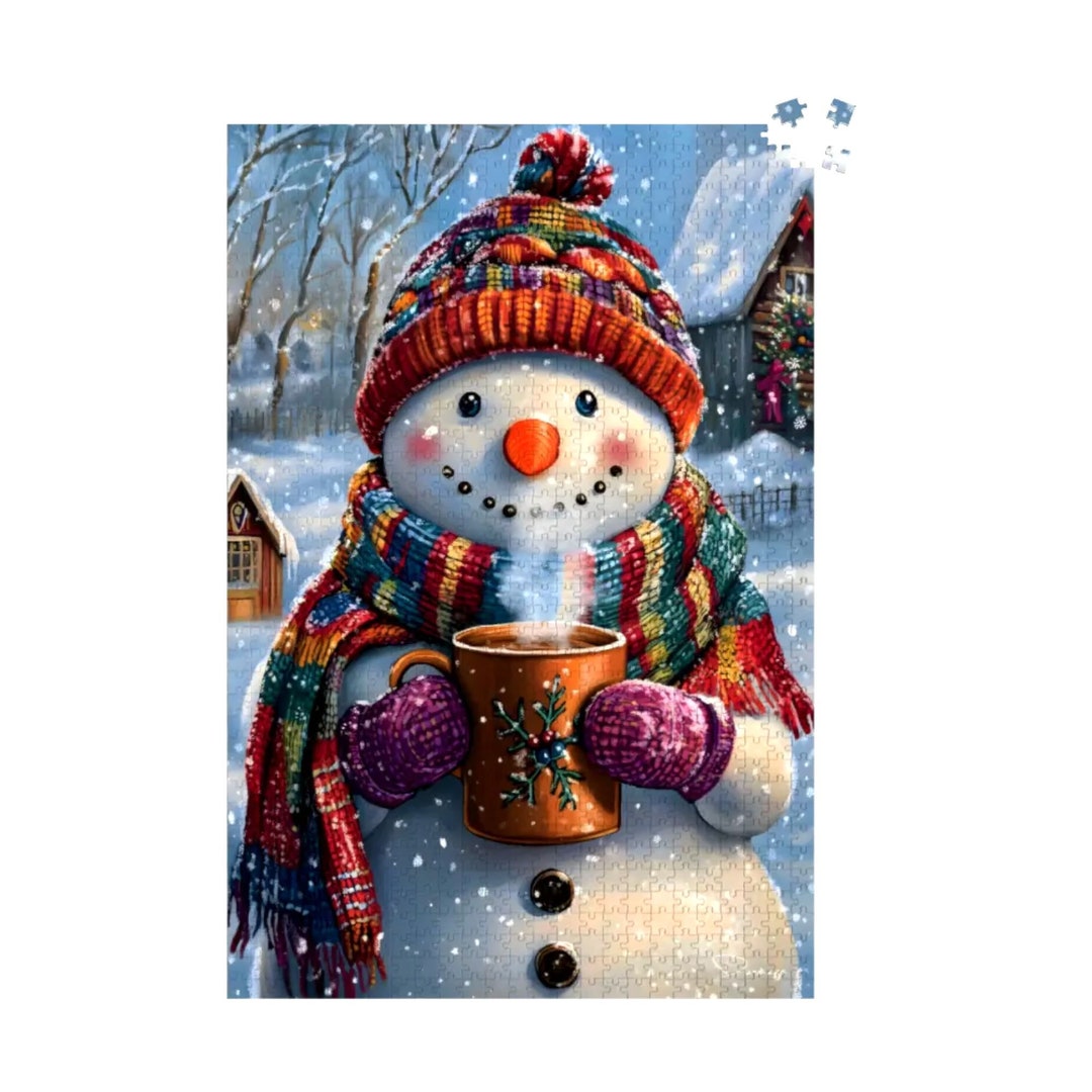 Snowman Jigsaw Puzzle: 500 / 1000 Piece Whimsical Winter Puzzle for ...