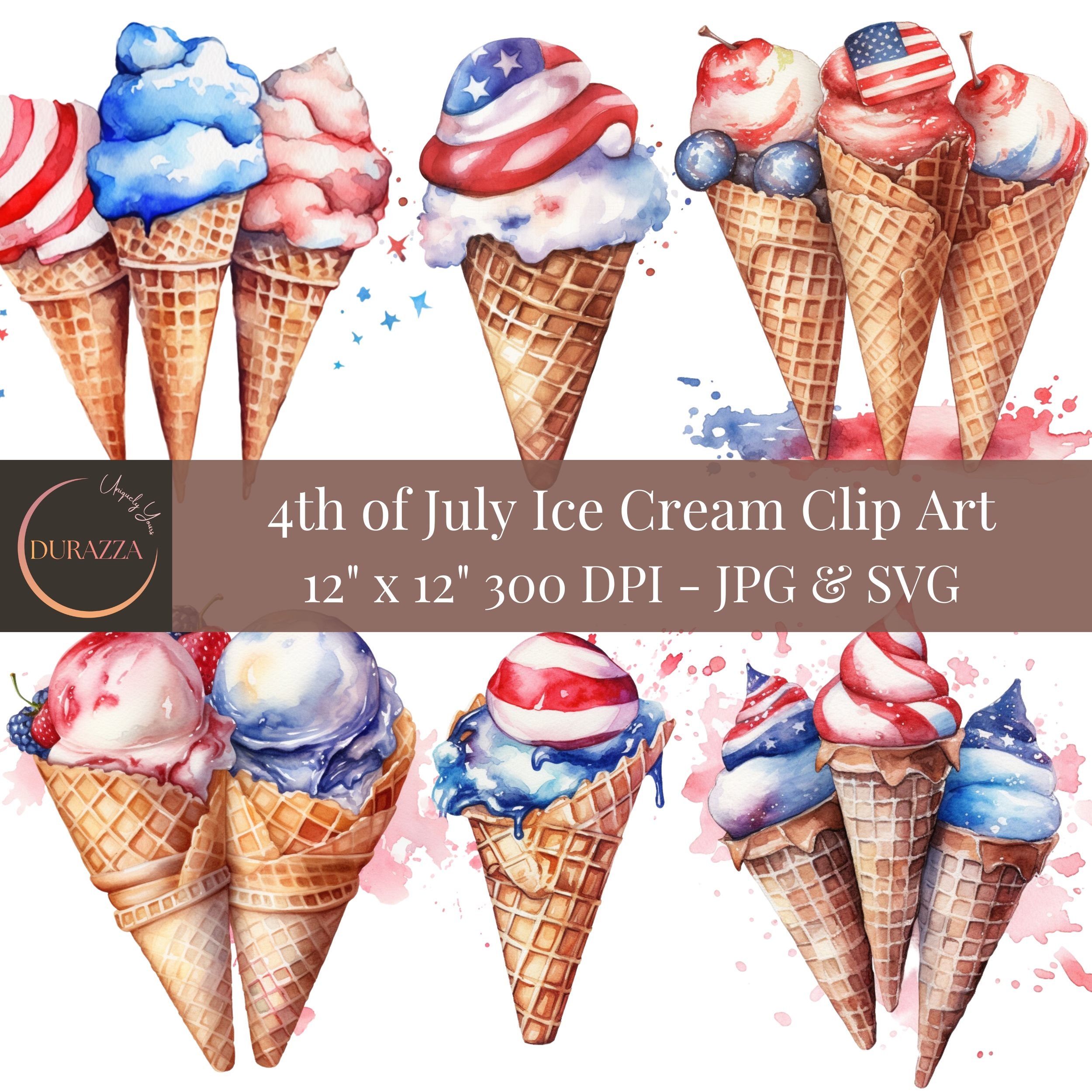 4th of July Ice Cream Cone Vector Clip Art Digital Download - Etsy