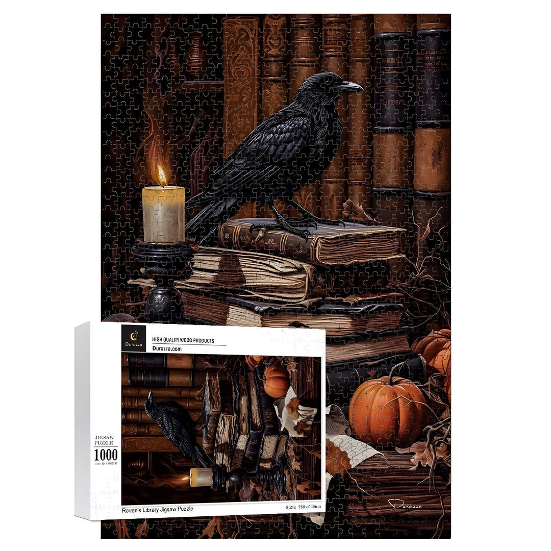 Dark Academia Raven 1000 Piece Jigsaw Puzzle - Gothic Library ...