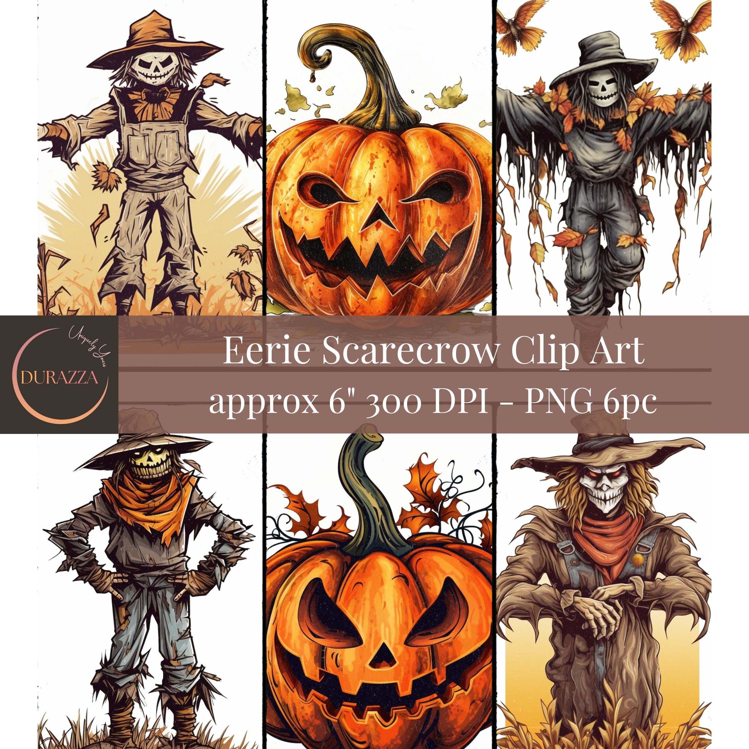 Eerie Scarecrow and Pumpkin Clip Art SVG or JPG Digital - Etsy