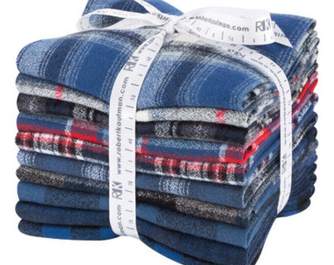 Mammoth Flannel Fat Quarter Bundle in Blue by Robert Kaufman - Etsy