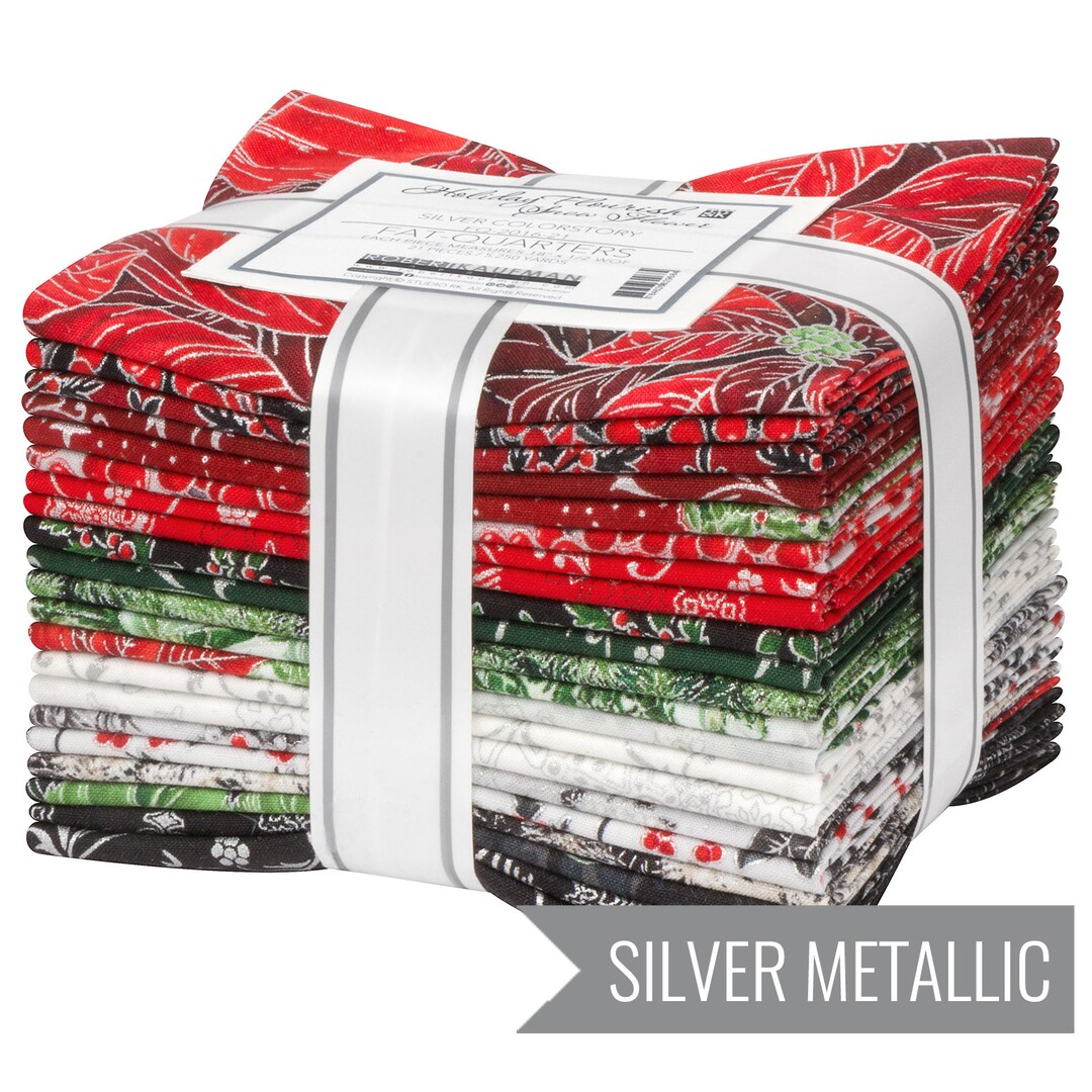 Holiday Flourish Snow Flower Fat Quarter Bundle in Silver Colorstory by Studio RK for Robert ...