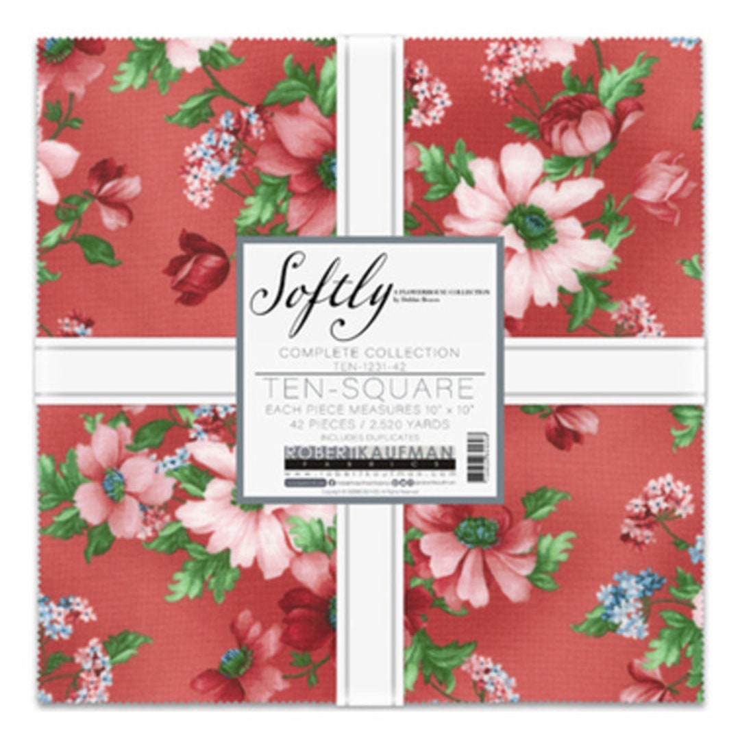 Flowerhouse Softly 10 Square Pack layer Cake / Ten Square by Debbie Beaves for Robert Kaufman ...