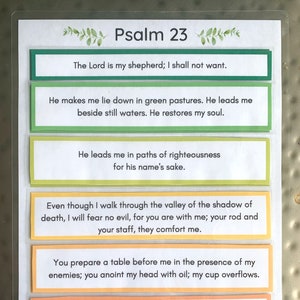 Psalm 23 Memory Card, Bible Memorization, Psalm 23 Verse Cards, Morning ...