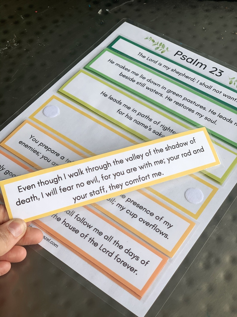 Psalm 23 Memory Card, Bible Memorization, Psalm 23 Verse Cards, Morning ...