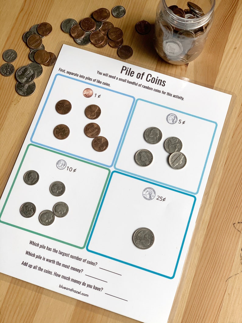 Coin Counting Activities 1st Grade Math US Coin Activity | Etsy