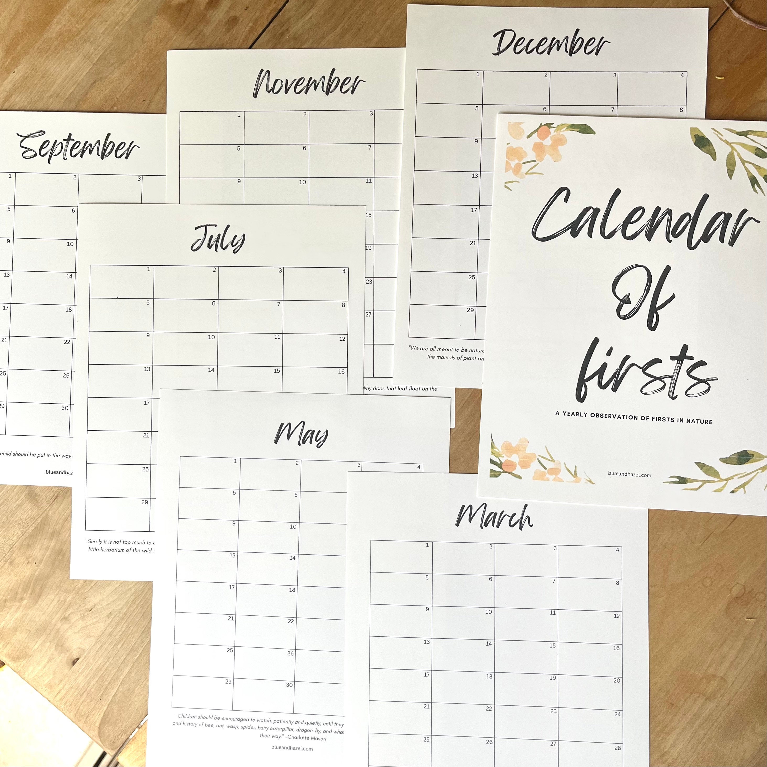 Calendar of Firsts PDF, Charlotte Mason Nature Study Guide, Charlotte ...