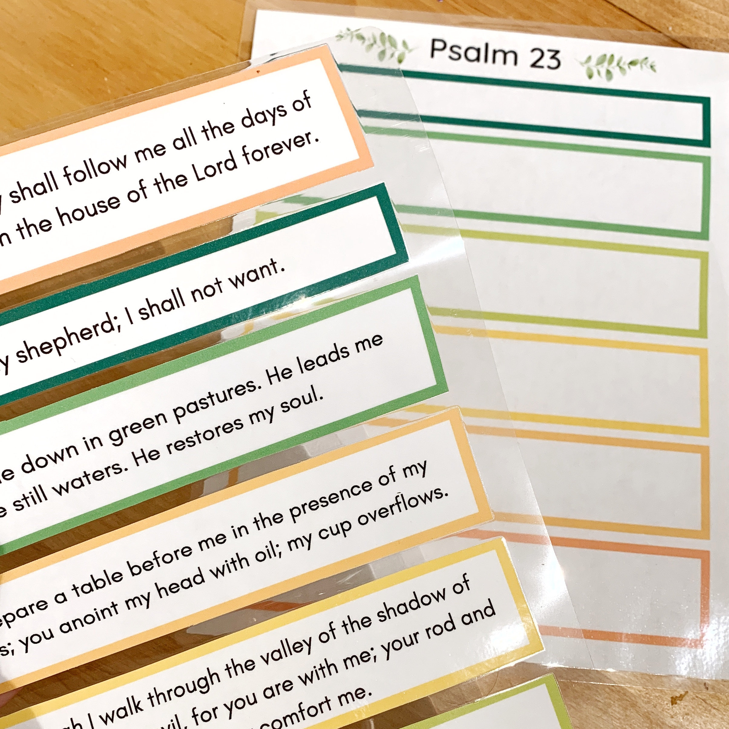 Psalm 23 Memory Card, Bible Memorization, Psalm 23 Verse Cards, Morning ...