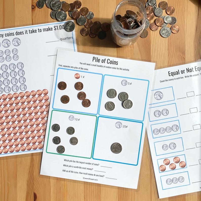 Coin Counting Activities 1st Grade Math US Coin Activity | Etsy