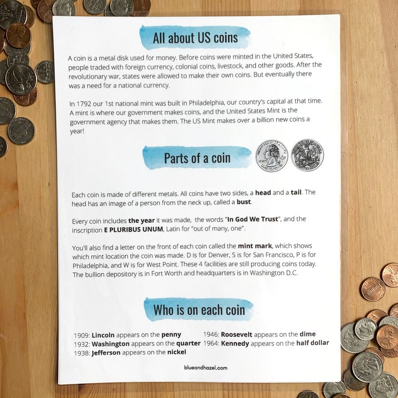 Coin Counting Activities 1st Grade Math US Coin Activity | Etsy