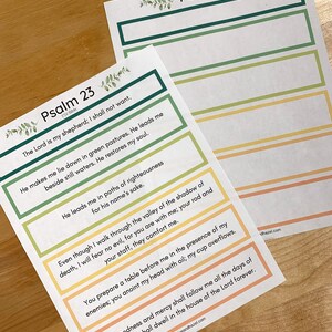 Psalm 23 Memory Card, Bible Memorization, Psalm 23 Verse Cards, Morning ...