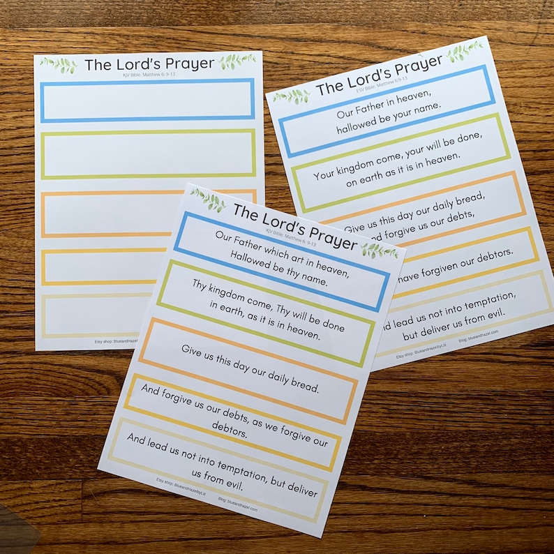 The Lord's Prayer, the Lord's Prayer Memory Work - Etsy