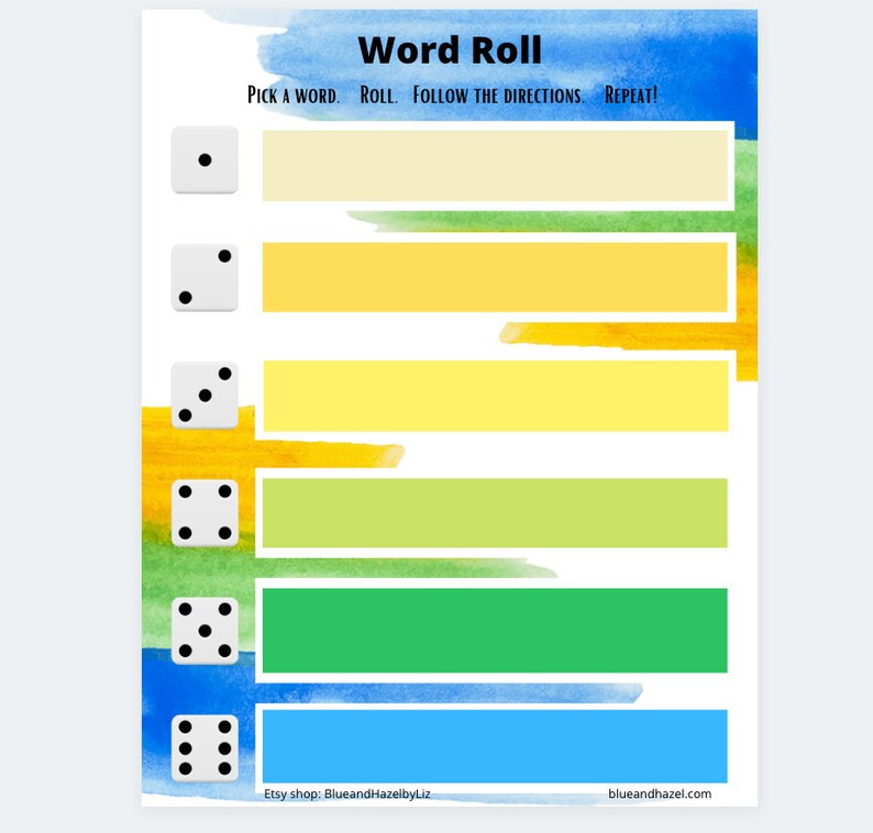 Language Arts Dice Game Printable Grammar Game Dice Spelling - Etsy