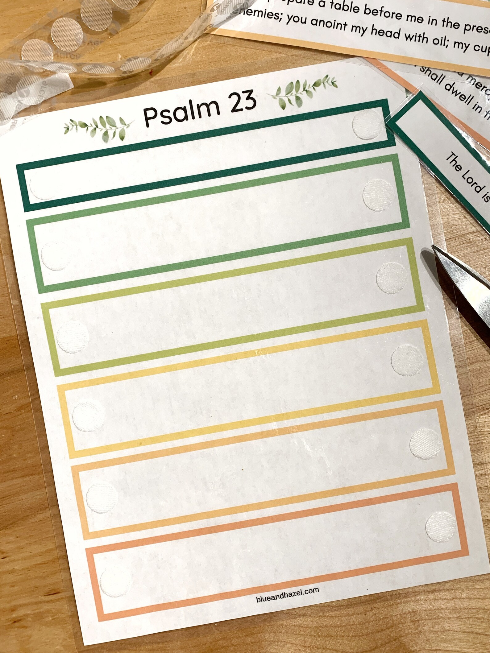 Psalm 23 Memory Card, Bible Memorization, Psalm 23 Verse Cards, Morning ...