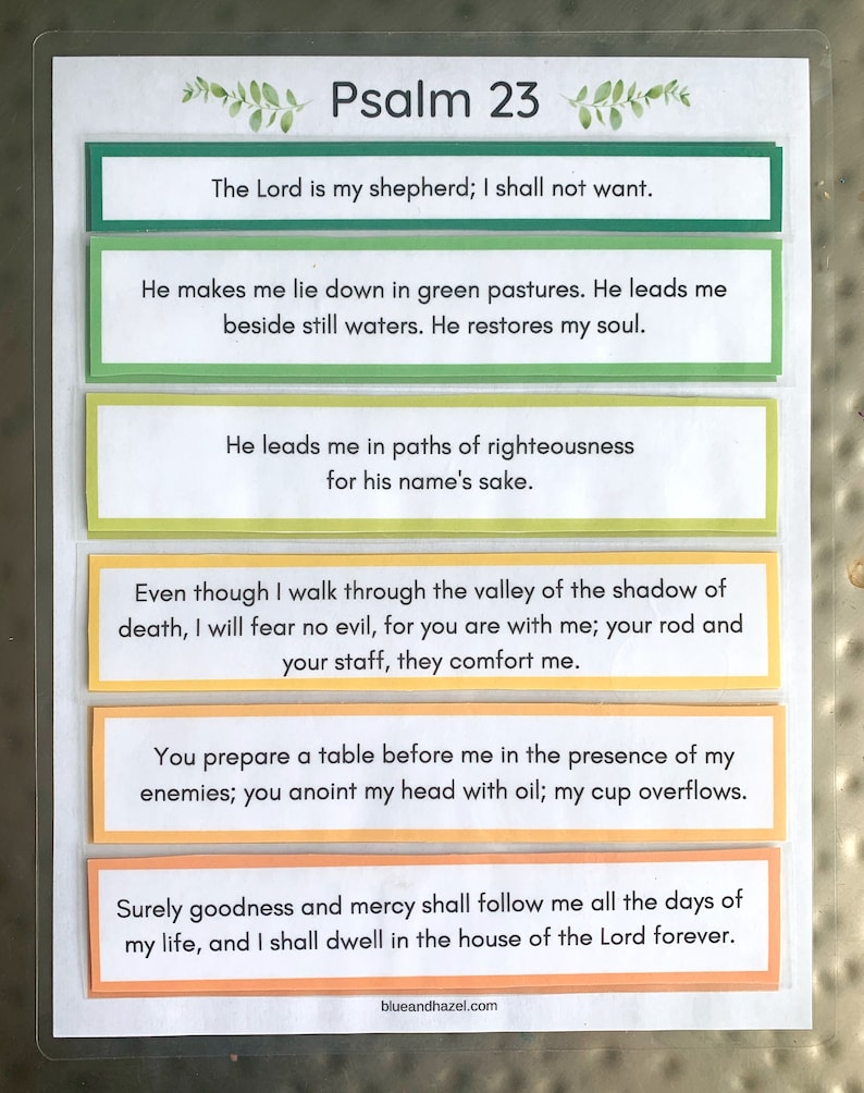 Psalm 23 Memory Card Bible Memorization Psalm 23 Verse - Etsy