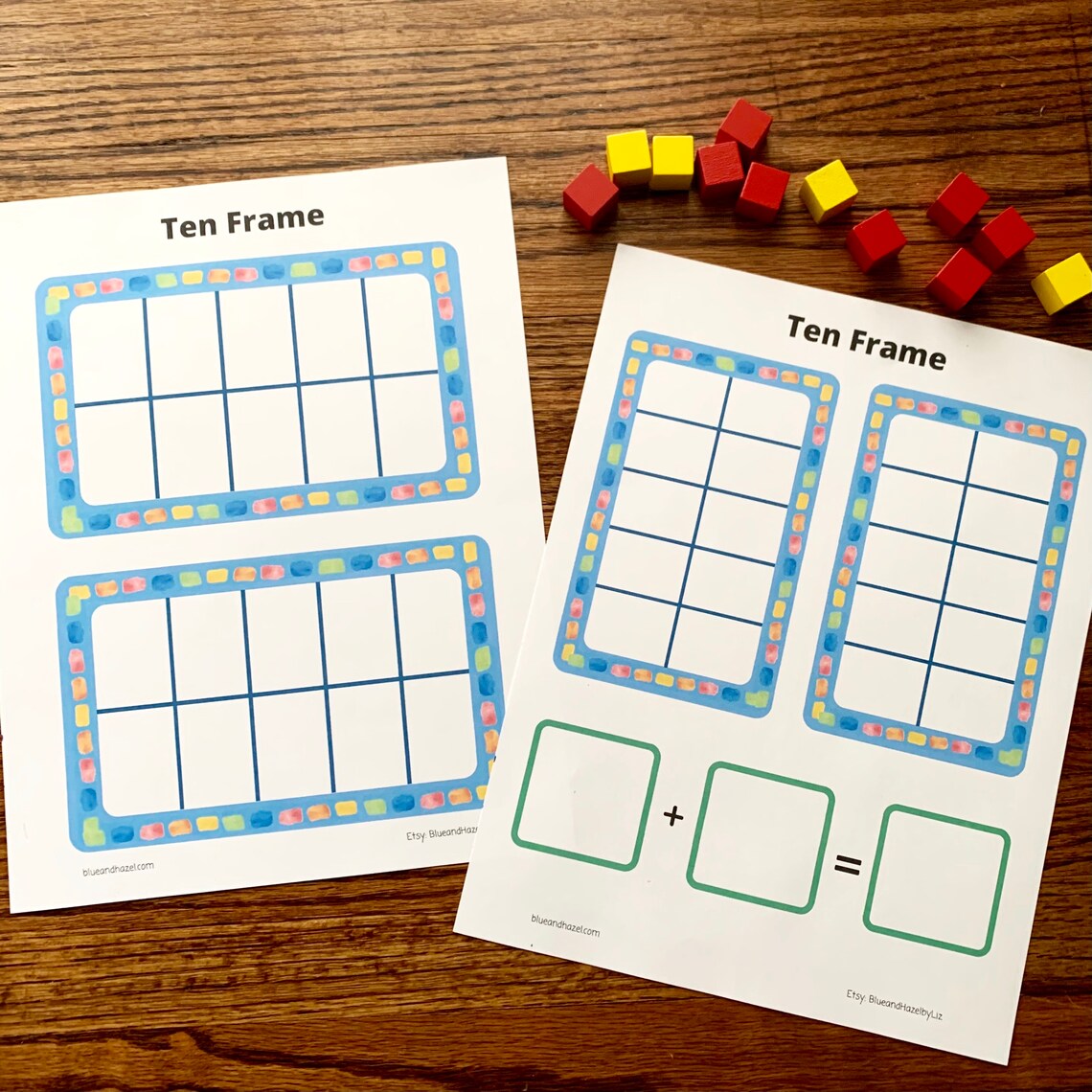 Ten Frame Math Printable Math Dice Game Math Card Game - Etsy