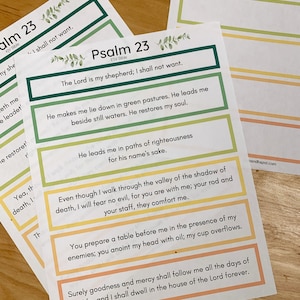 Psalm 23 Memory Card, Bible Memorization, Psalm 23 Verse Cards, Morning ...